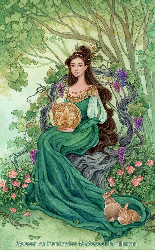 Queen of Pentacles in Tarot – White Rose of Avalon